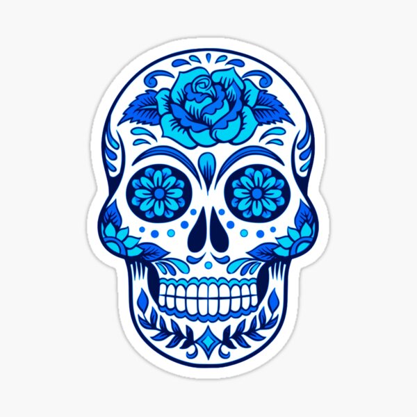"Blue Neon Skeleton Face with Patterns" Sticker for Sale by Dven ...