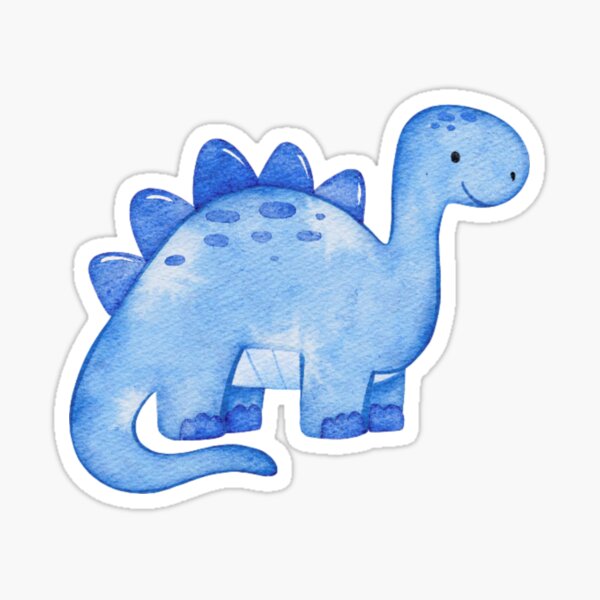 "Watercolor Blue Dinosaur " Sticker for Sale by CorneliusDesign | Redbubble