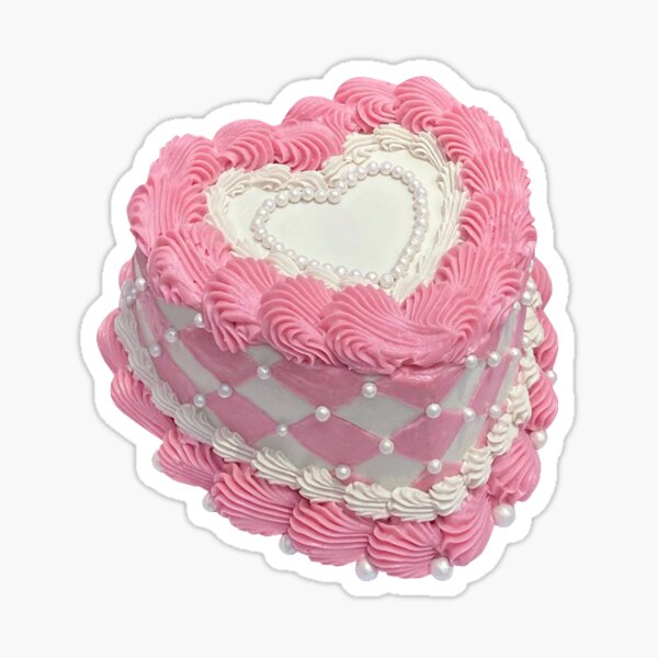 "pink and white heart cake" Sticker for Sale by zommbunny | Redbubble