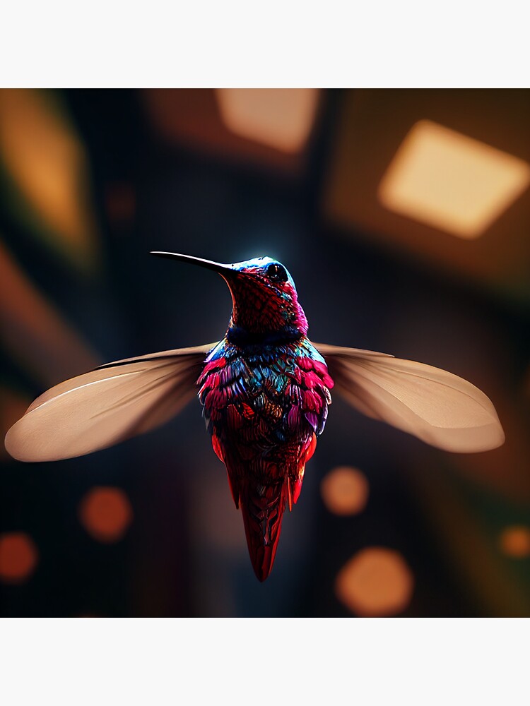 "8K photo realistic hummingbird wearing a red cape feathers" Sticker ...