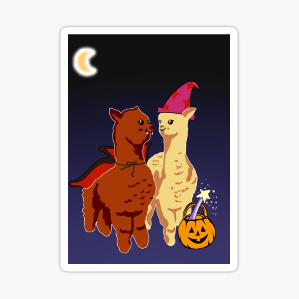 "Halloween Llamas Print" Sticker for Sale by locazstudio | Redbubble