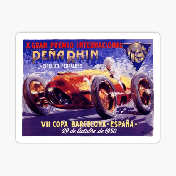 "PENA RHIN SPANISH : Vintage Auto Racing Advertising Print" Sticker for ...
