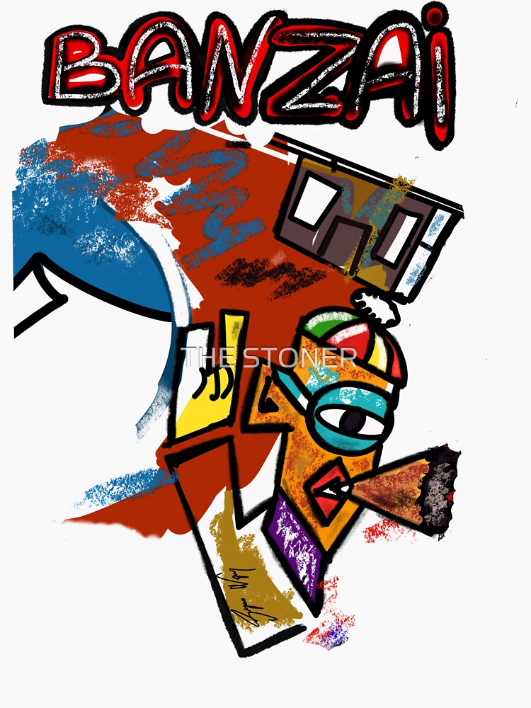 "BANZAI RISE" Sticker for Sale by VICTORIANEGRO10 | Redbubble