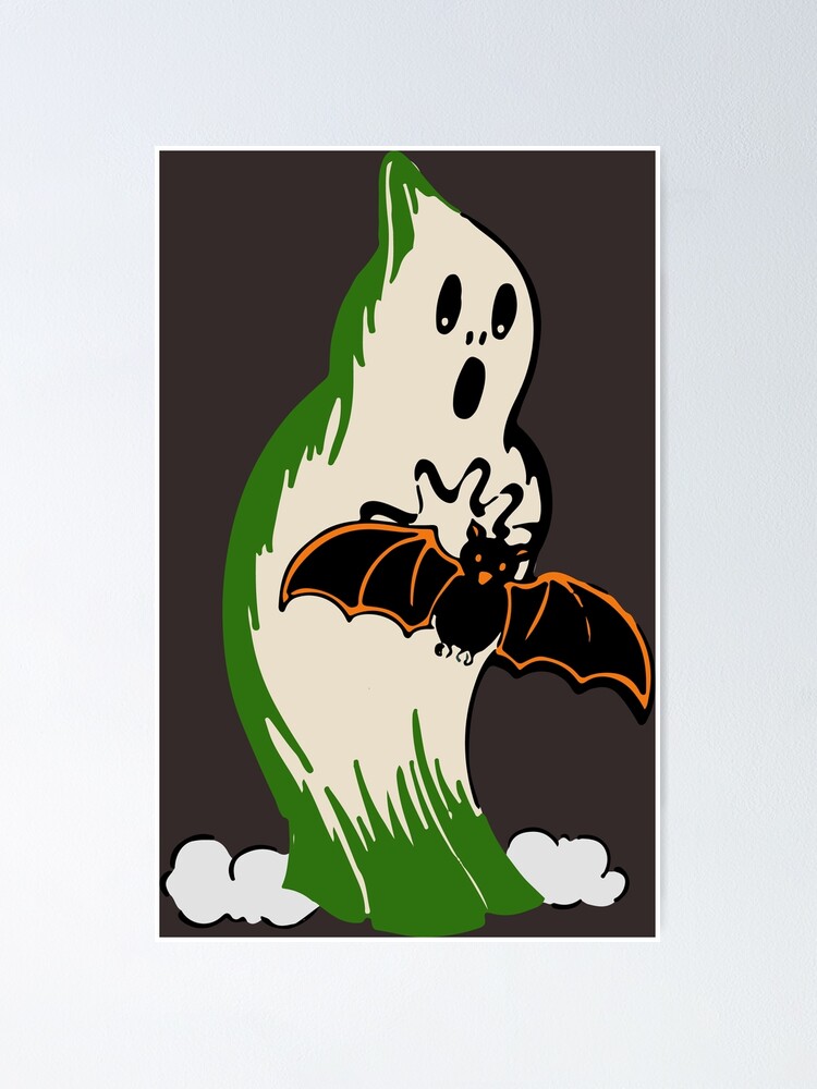 "Vintage Halloween Beistle Ghost with Bat" Poster by The-Creeps | Redbubble