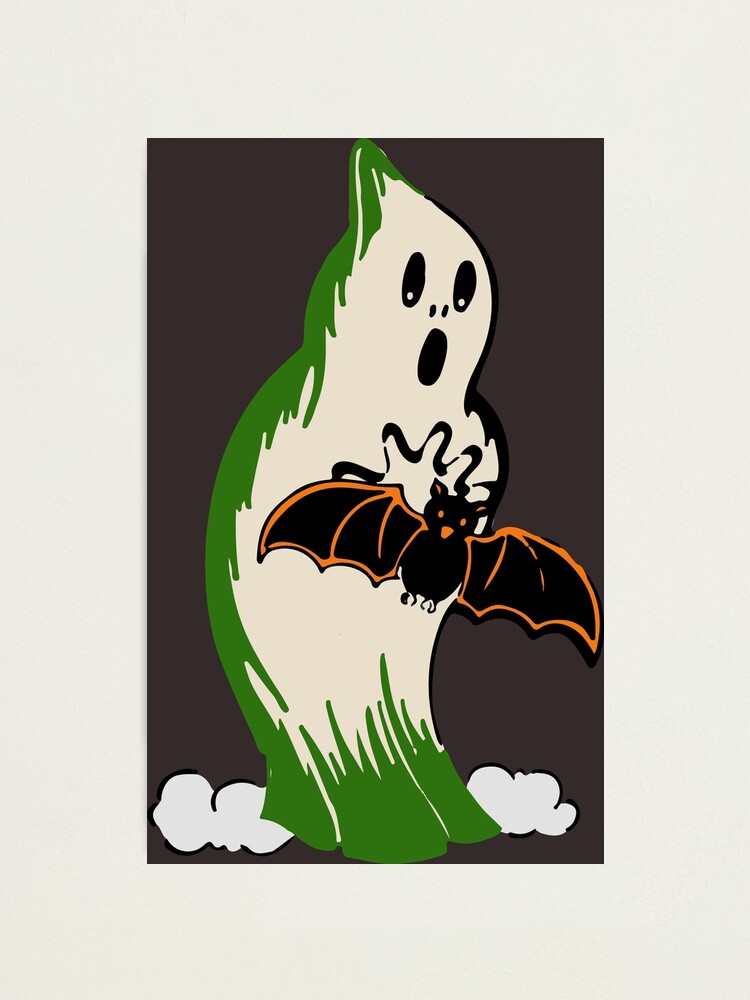 "Vintage Halloween Beistle Ghost with Bat" Photographic Print by The ...