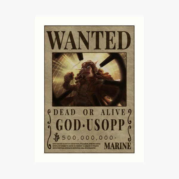 Lámina artística «Usopp One Piece Wanted Bounty Poster God Usopp» de ...
