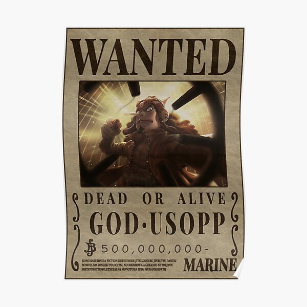 "Usopp One Piece Wanted Bounty Poster God Usopp" Poster for Sale by ...