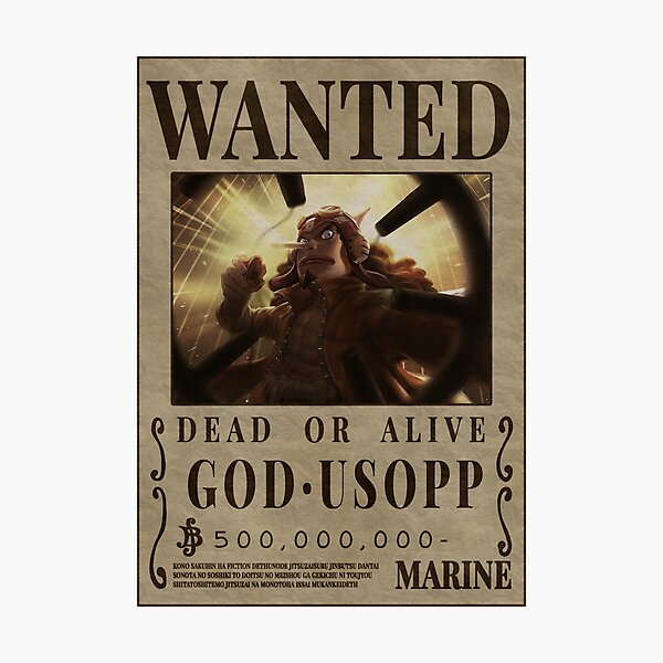 "Usopp One Piece Wanted Bounty Poster God Usopp" Photographic Print for ...