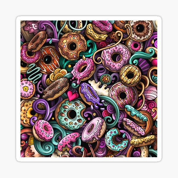 Sticker « Modèle de dessin animé sans soudure de beignets », par Meta ...