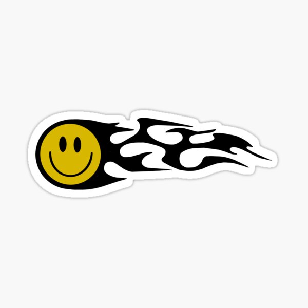 "Flaming Smiley Face" Sticker for Sale by locazstudio | Redbubble