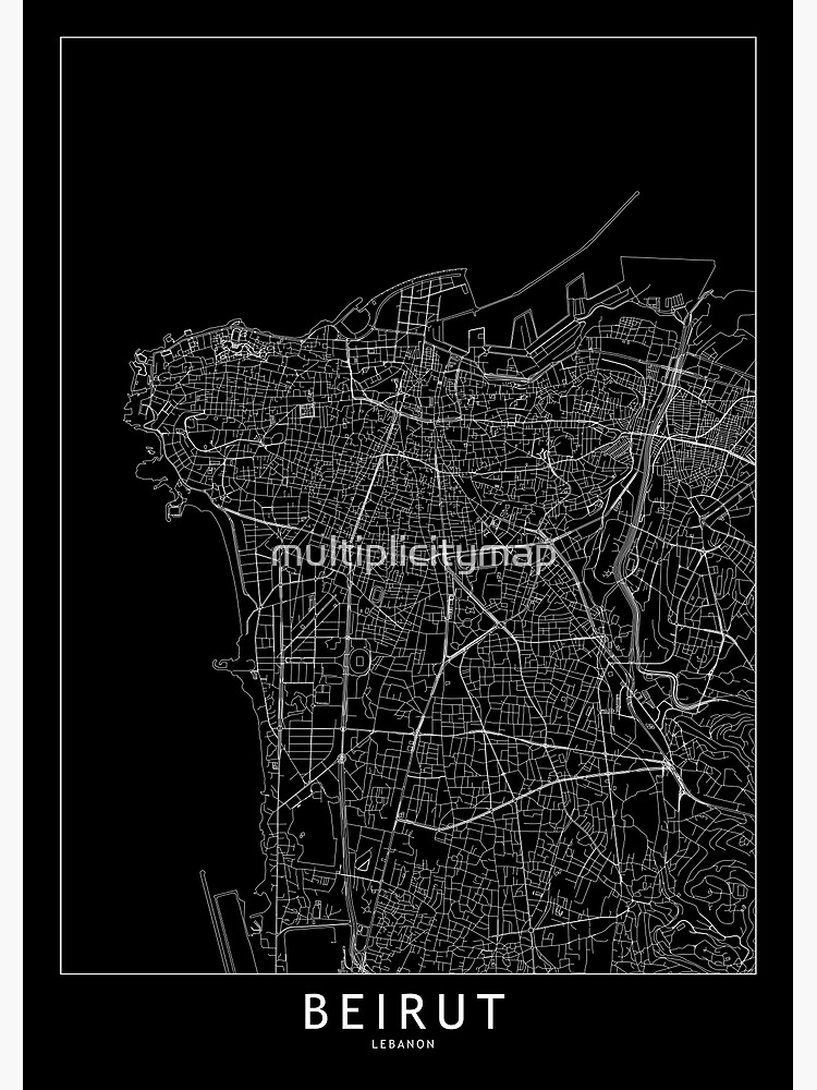"Beirut Black Map" Poster for Sale by multiplicitymap | Redbubble