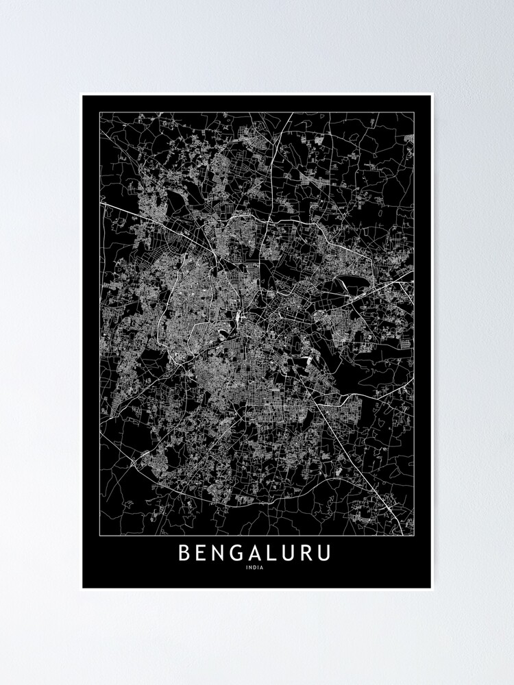 "Bengaluru Black Map" Poster for Sale by multiplicitymap | Redbubble