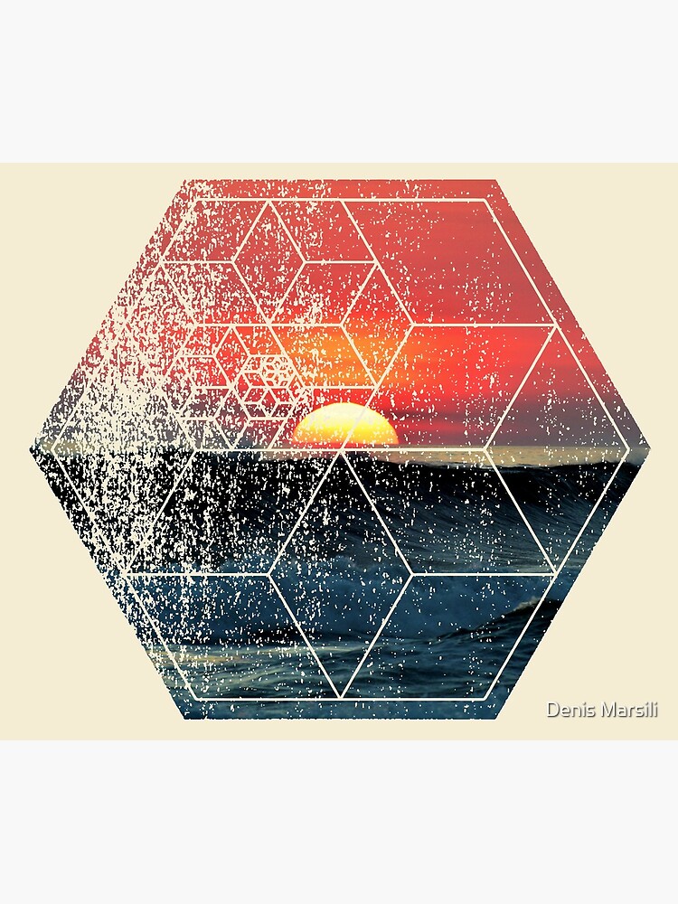 "Nature and Geometry - Sunset at Sea Polygonal Design" Travel Mug by ...