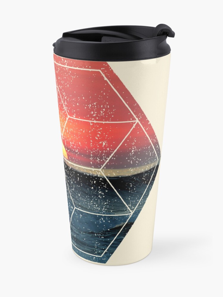 "Nature and Geometry - Sunset at Sea Polygonal Design" Travel Mug by ...
