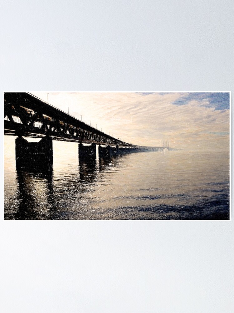 "Ocean Bridge Monochromatic Painting " Poster by NoraMohammed | Redbubble