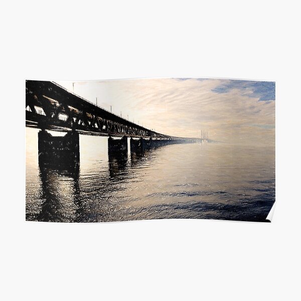 "Ocean Bridge Monochromatic Painting " Poster by NoraMohammed | Redbubble