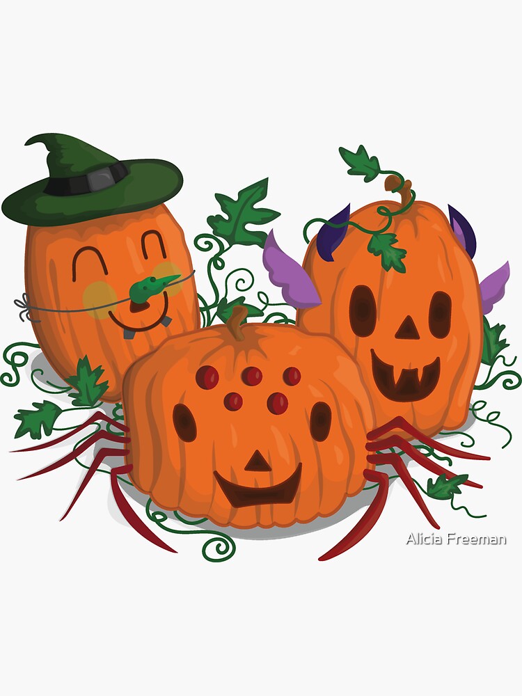 "Halloween Pumpkins on the Vine" Sticker for Sale by LookAtMyDoodle ...