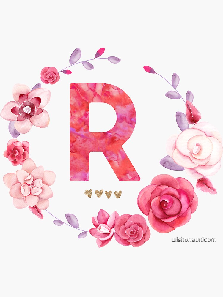 "Floral Letter R" Sticker by wishonaunicorn | Redbubble
