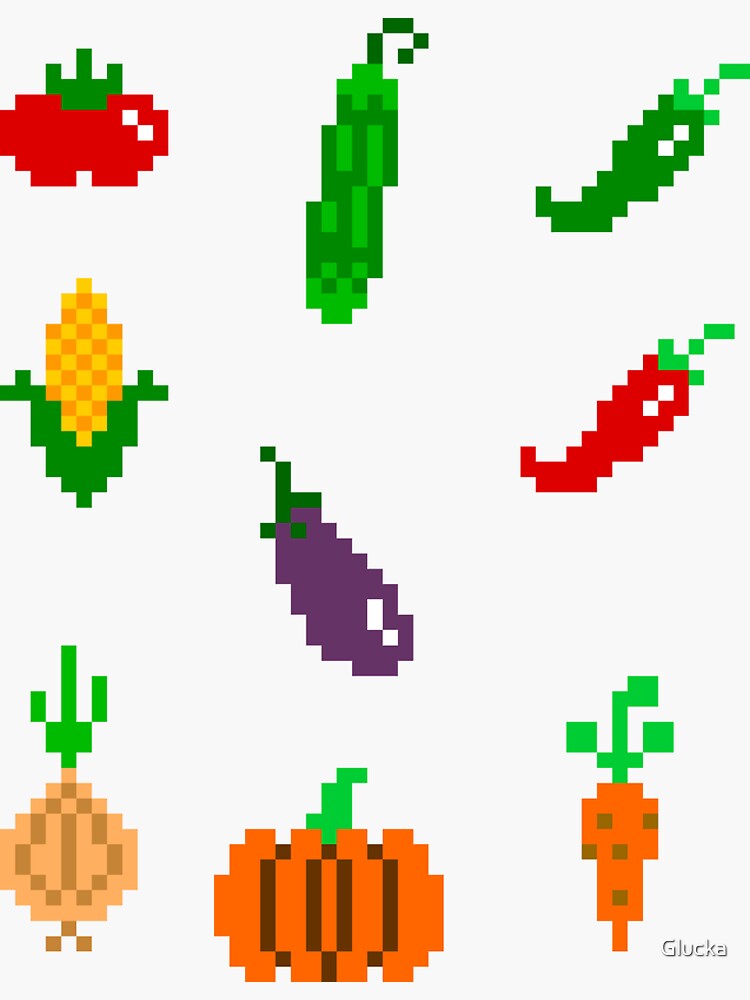 "Vegetables 8 bit retro game design" Sticker for Sale by Glucka | Redbubble