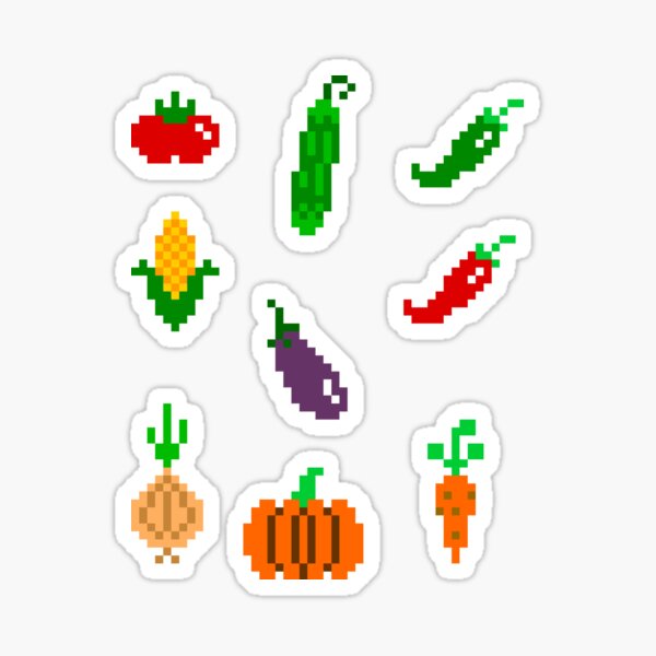 "Vegetables 8 bit retro game design" Sticker for Sale by Glucka | Redbubble