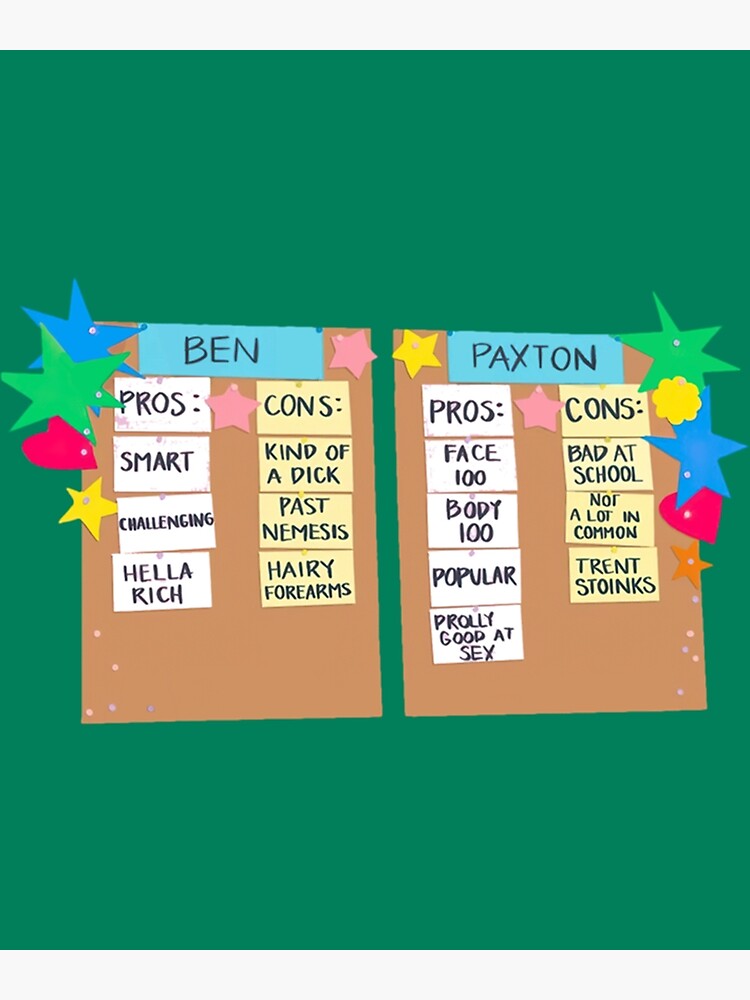 "Never Have I Ever Ben Paxton Board " Poster for Sale by MypolLeyjit | Redbubble