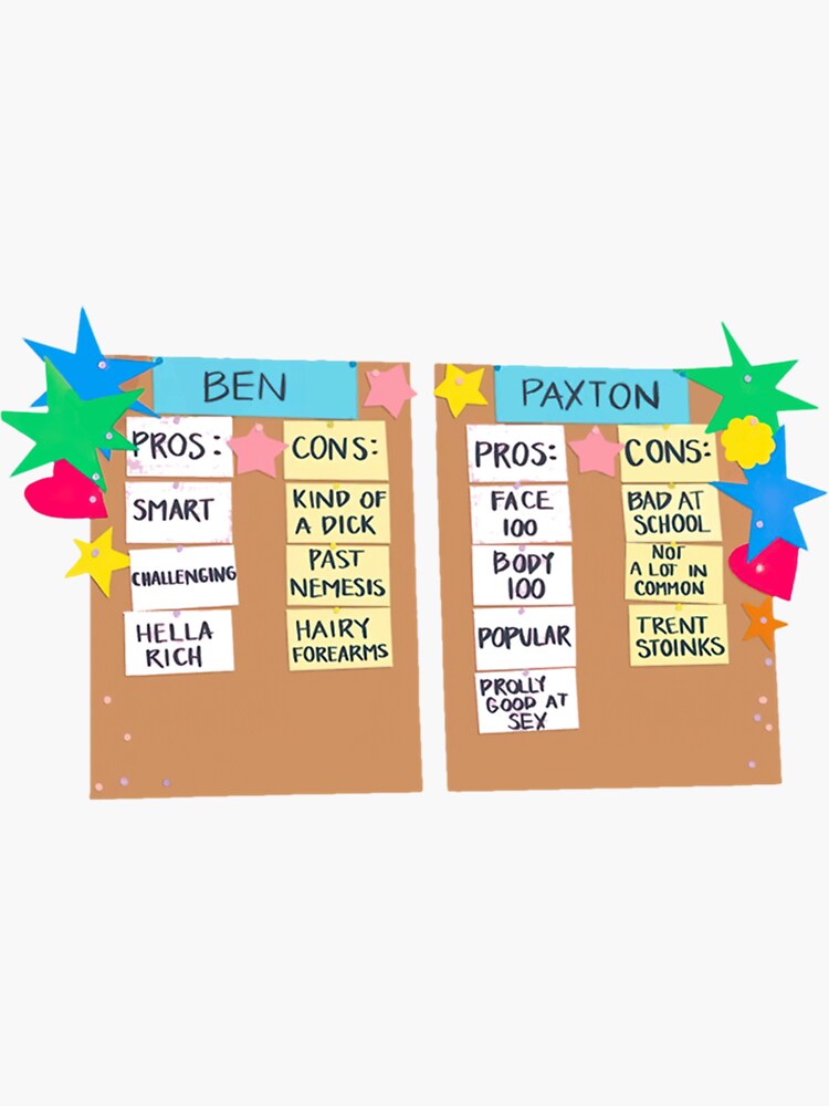 "Never Have I Ever Ben Paxton Board " Sticker for Sale by MypolLeyjit ...