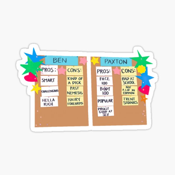 "Never Have I Ever Ben Paxton Board " Sticker for Sale by MypolLeyjit ...