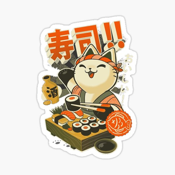 "SUSHI CHEF CAT" Sticker for Sale by taysonloki | Redbubble