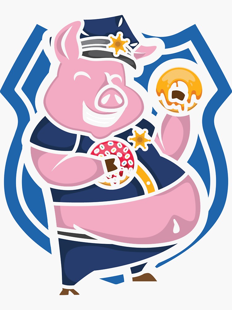 "Pig Police Farmer Officer Funny Pig Cop Doughnut Donut Lover" Sticker ...