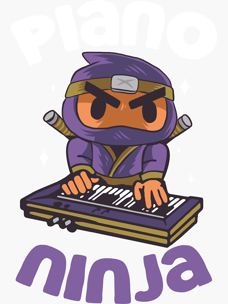 "Piano Ninja Pianist Warrior Funny Keyboard Player Asia" Sticker for ...