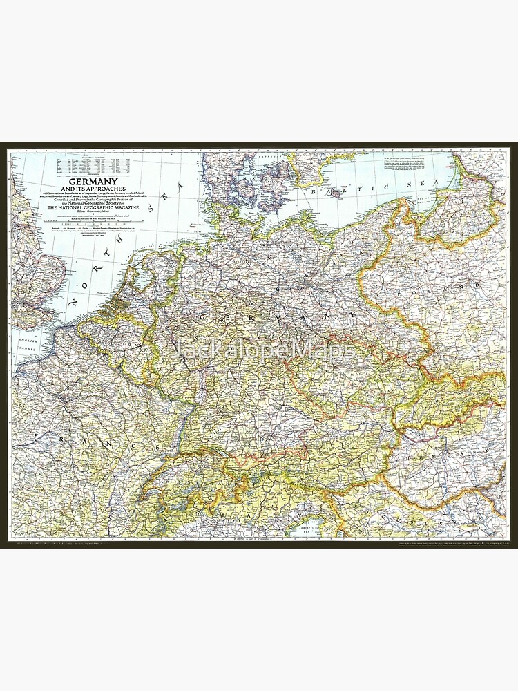 ""Germany: 1944 - Detailed map with neighboring countries ..." Poster ...