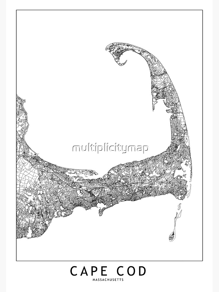 Cape Cod White Map Premium Matte Vertical Poster sold by Eric ...