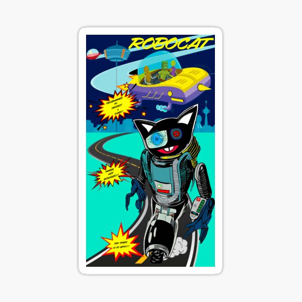 "RoboCat - No Wheel Included" Sticker for Sale by OutlandishStash | Redbubble