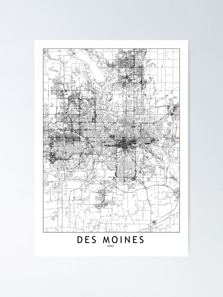 "Des Moines White Map" Poster for Sale by multiplicitymap | Redbubble