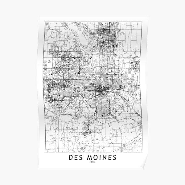 "Des Moines White Map" Poster for Sale by multiplicitymap | Redbubble