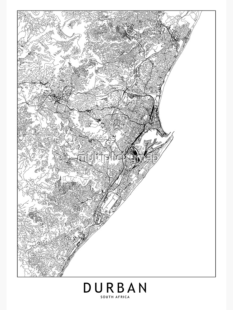 "Durban White Map" Poster for Sale by multiplicitymap | Redbubble
