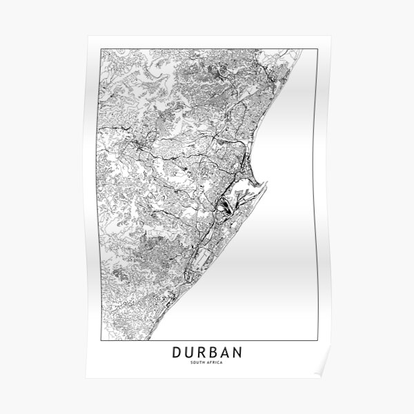 "Durban White Map" Poster for Sale by multiplicitymap | Redbubble