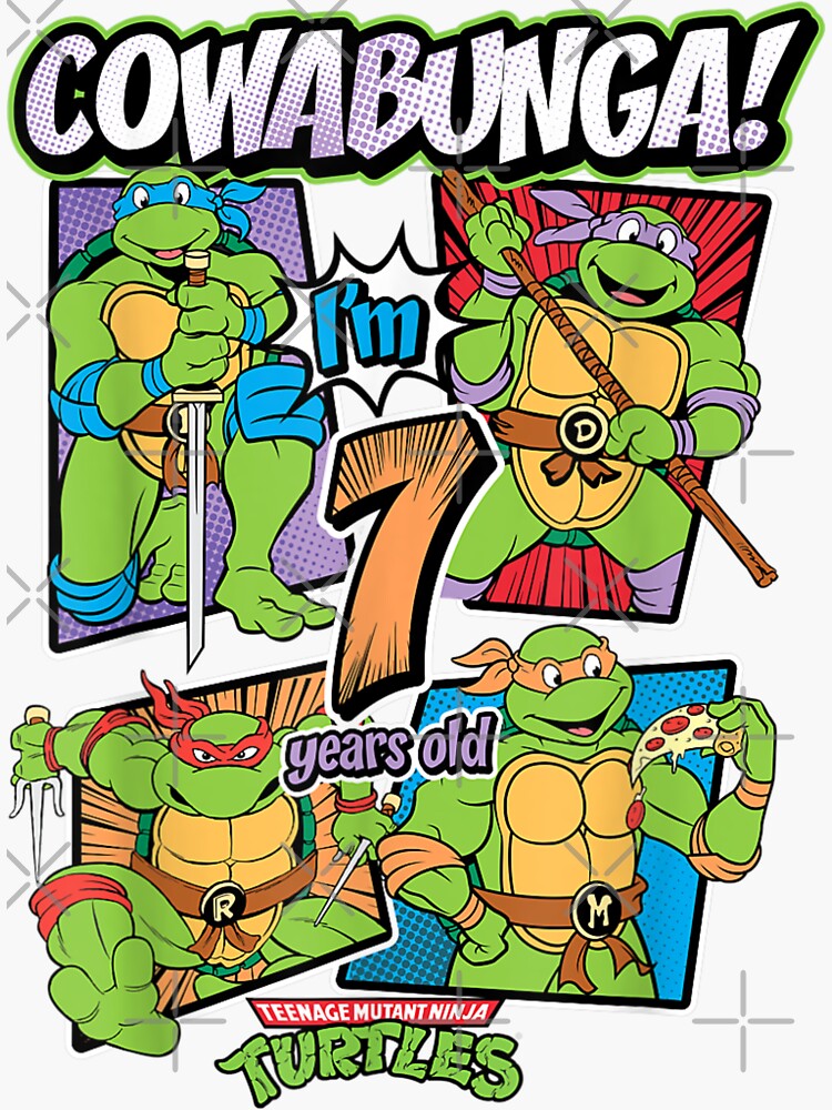 "Cowabunga Im 7 Years Old" Sticker for Sale by AnnaNielsen47 | Redbubble