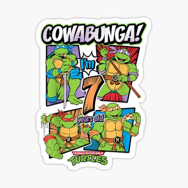 "Cowabunga Im 7 Years Old" Sticker for Sale by AnnaNielsen47 | Redbubble