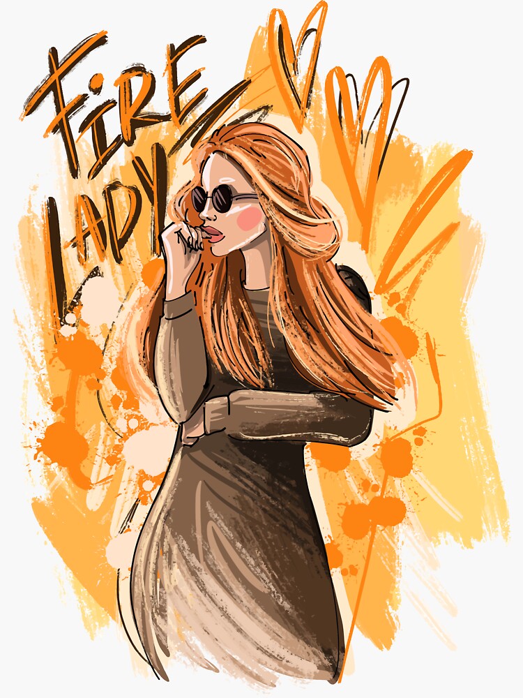 "Fire Lady" Sticker for Sale by tranda90 | Redbubble