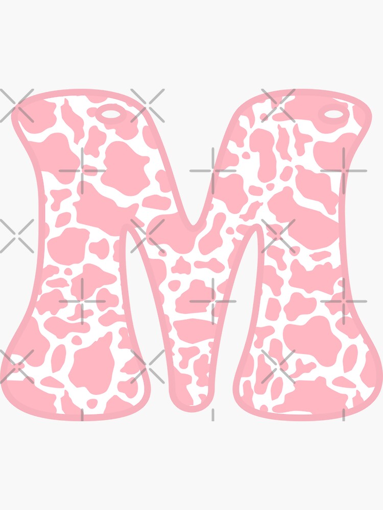 "Groovy Letter M Strawberry Cow Print Pattern" Sticker for Sale by ...