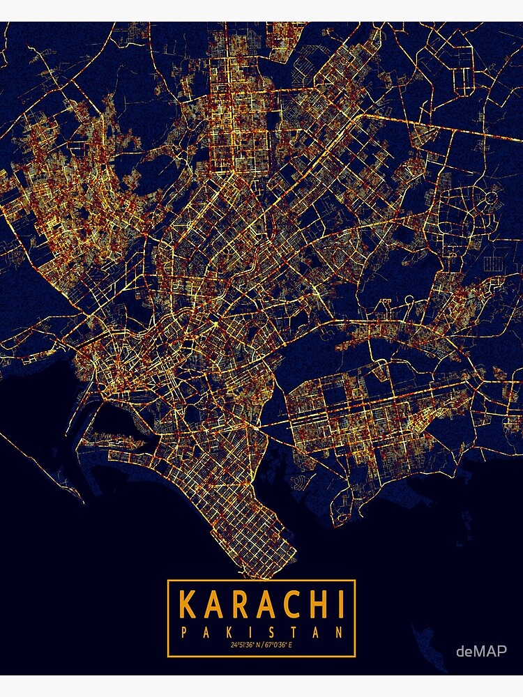 "Karachi, Pakistan Map - City At Night" Poster for Sale by deMAP ...