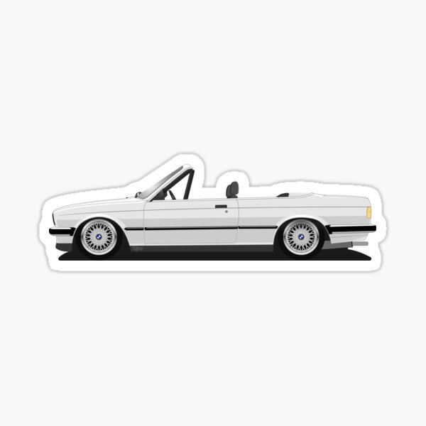 "E30 Car Sticker The Three in White Cabriolet Lowered Car Cool Classic ...
