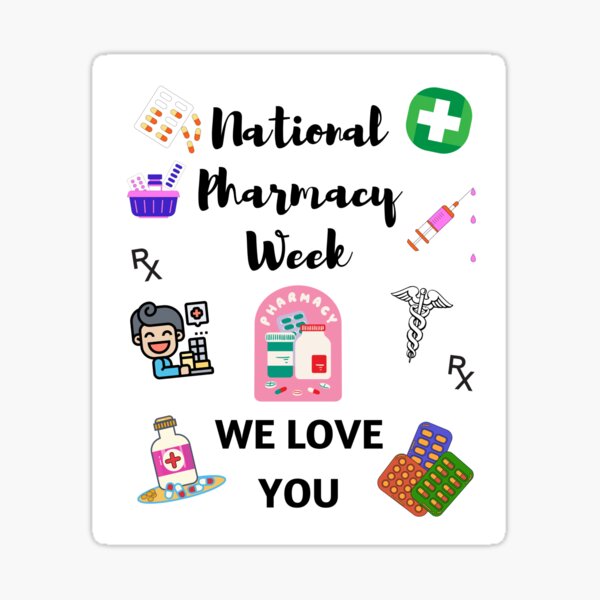 "Cool colorful National Pharmacy Week design with white background" Sticker for Sale by mark ...