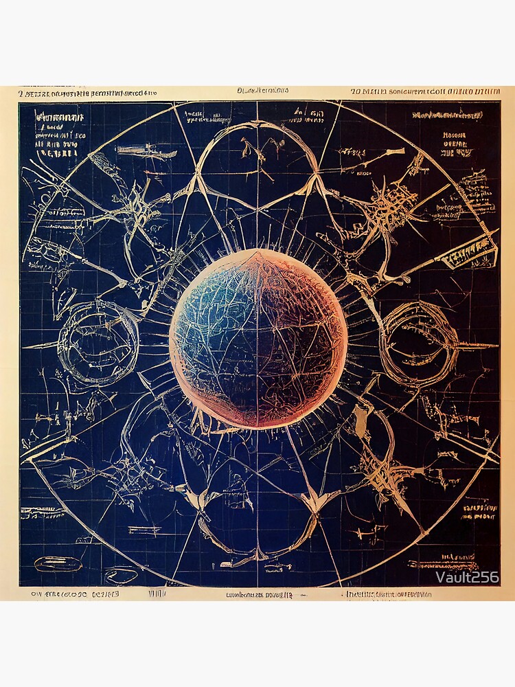 "Universe Occult Earth Space Blueprint - AI Generated Art" Sticker for ...