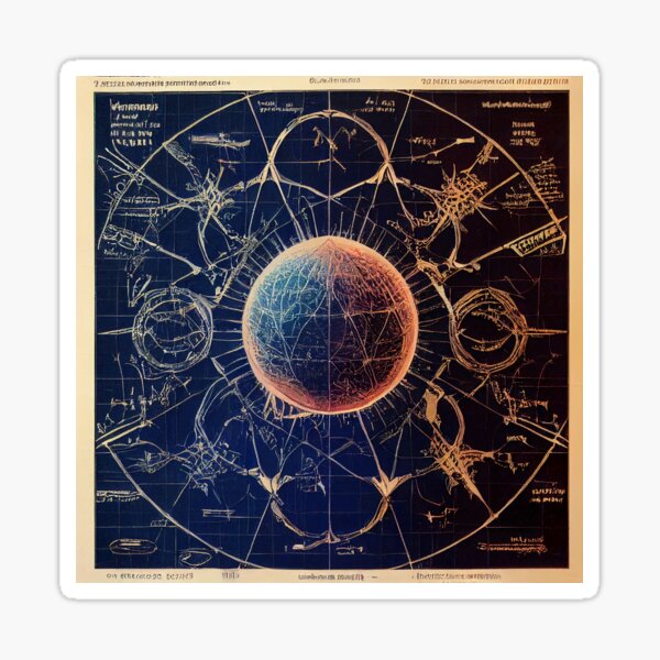 "Universe Occult Earth Space Blueprint - AI Generated Art" Sticker for ...