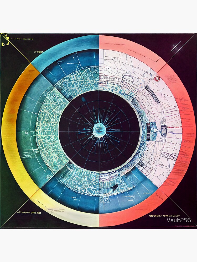 "Universe Occult Earth Space Blueprint - AI Generated Art" Sticker for ...