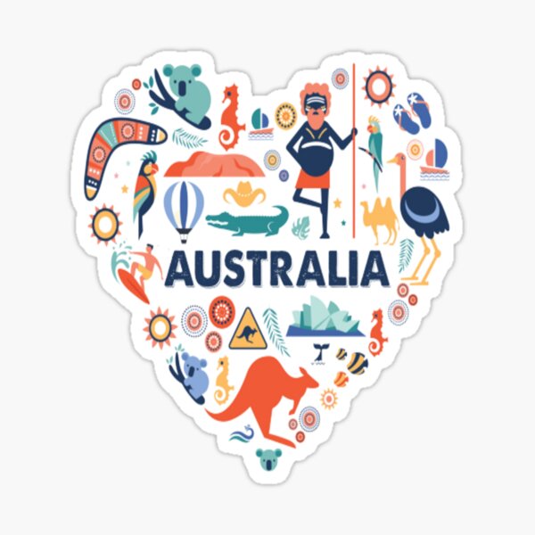 "Australia, Australia" Sticker for Sale by craftidolphin | Redbubble