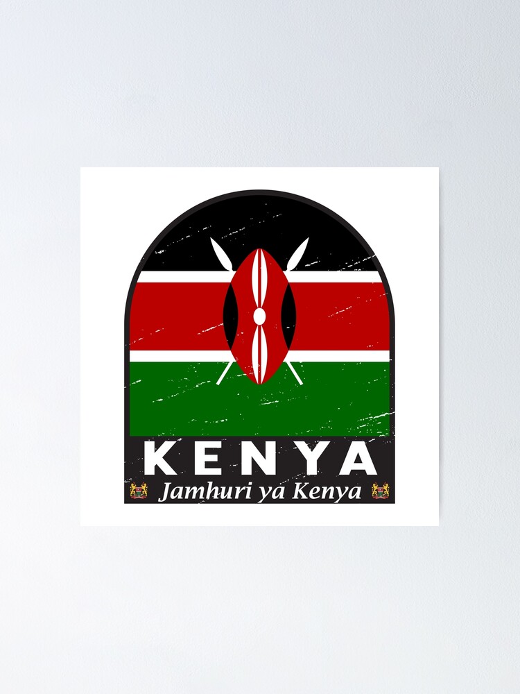 "Kenya Flag Emblem Distressed Vintage" Poster for Sale by ...