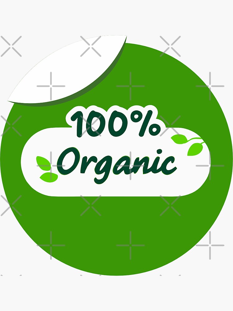 "100% organic sticker for your farm or buisness sales, circular ...